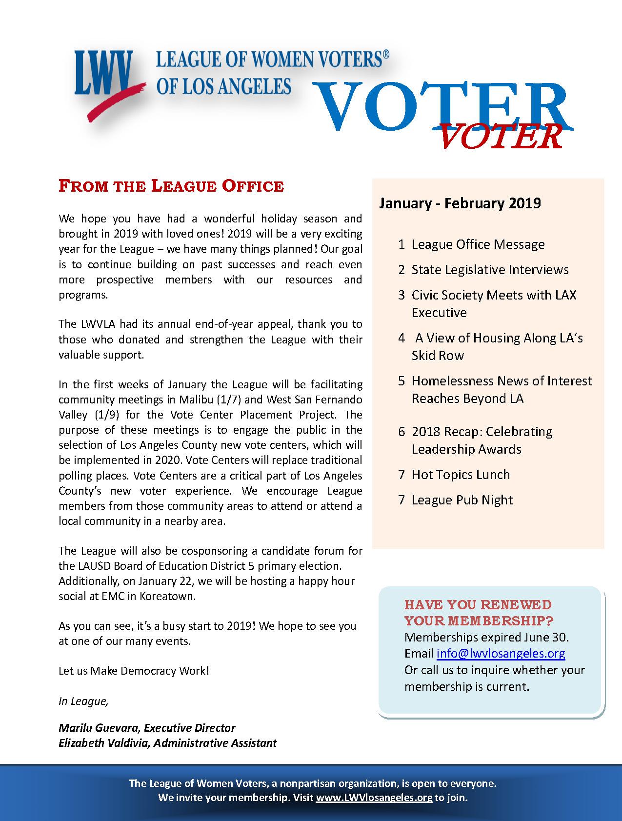 January - February VOTER Newsletter & Monthly Highlights for Jan | MyLO